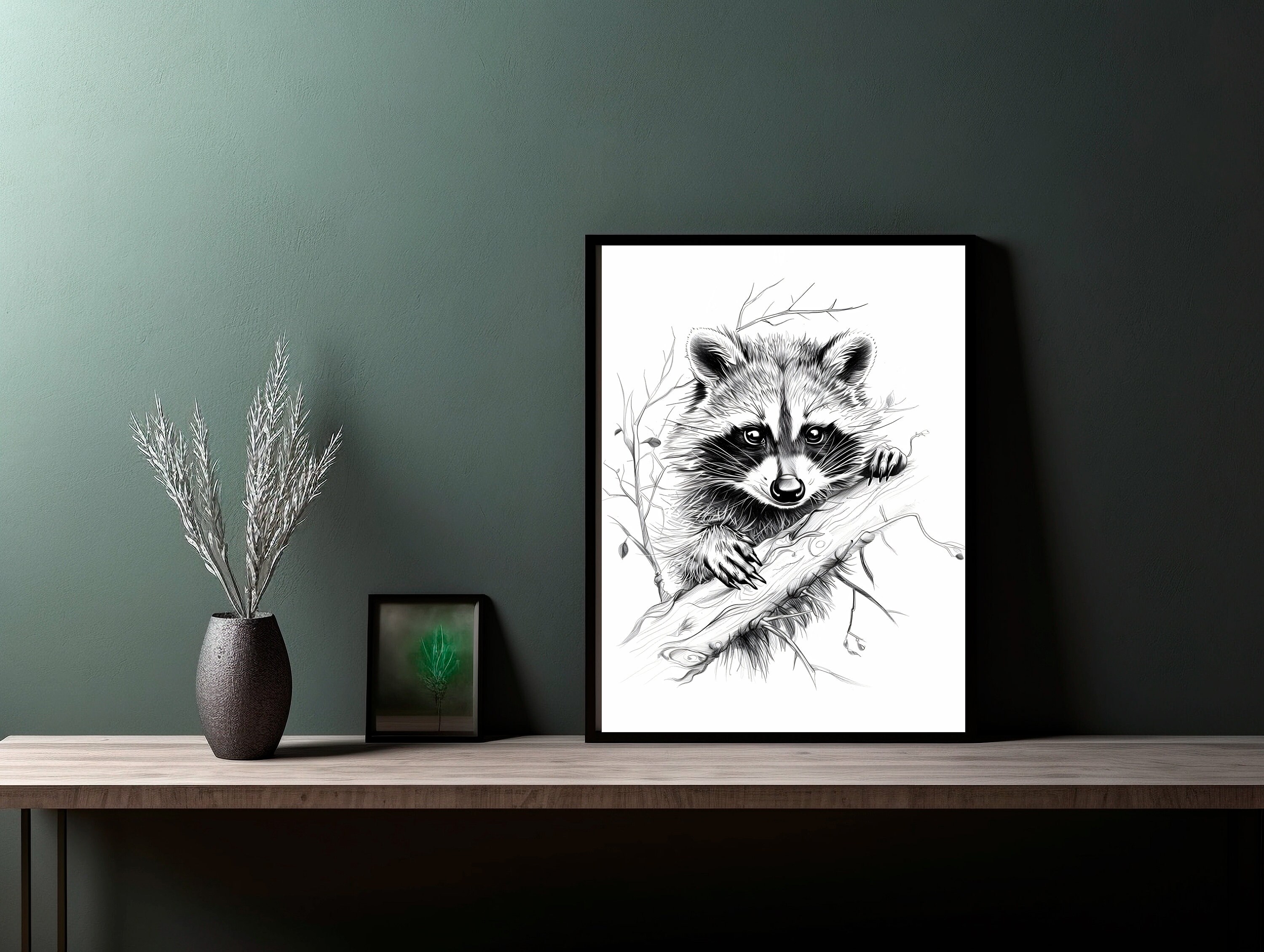 PRINTABLE Raccoon Poster, Digital Coon Print, Minimalist Sketch Style ...