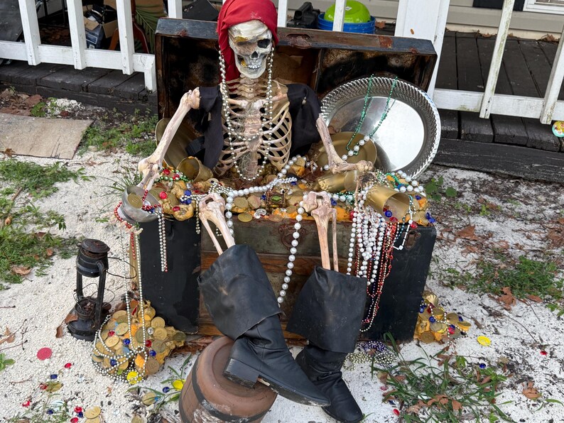 Pirate Skeleton With Treasure Chest—full Size Prop Made With Actual ...