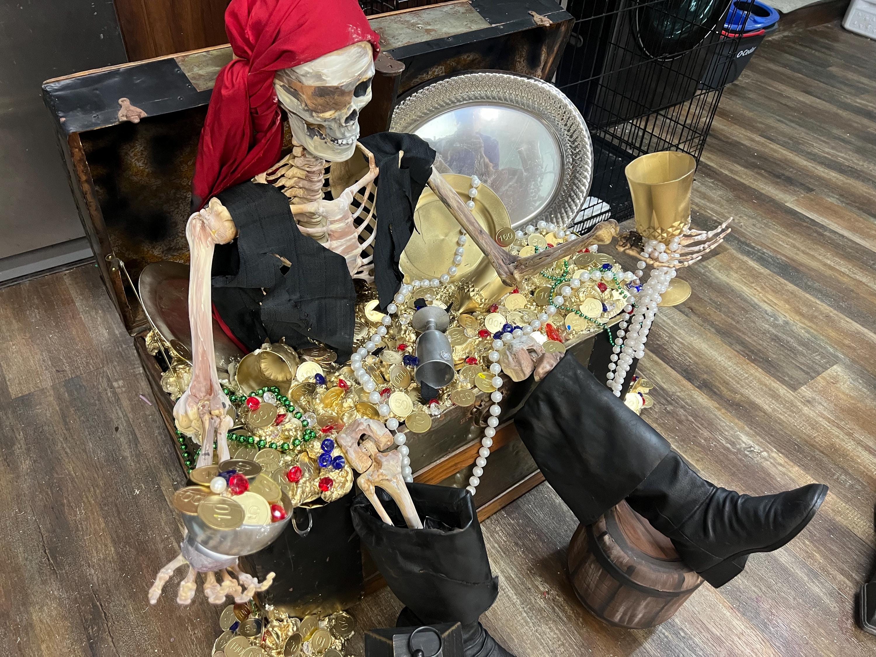 Pirate Skeleton With Treasure Chest—full Size Prop Made With Actual ...