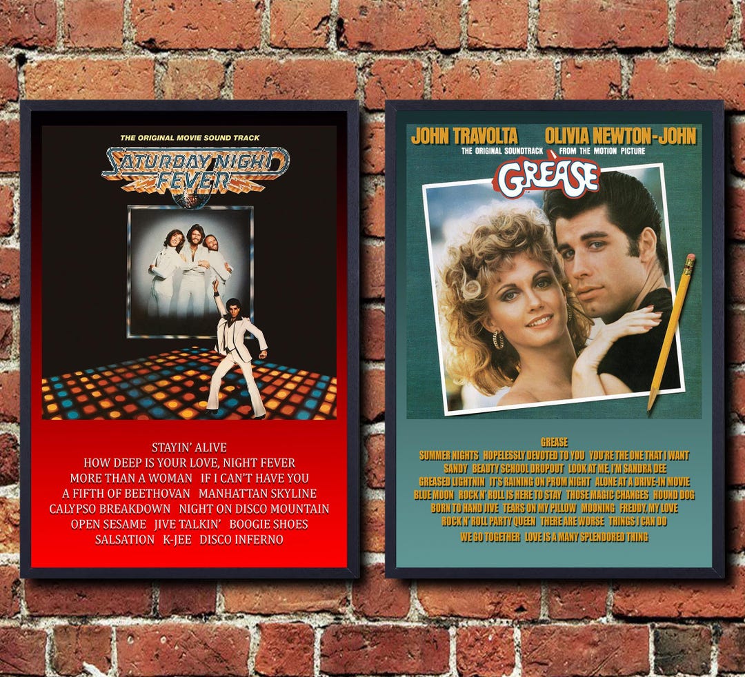 Saturday Night Fever and Grease Album Soundtrack Movie Poster Prints A5 ...