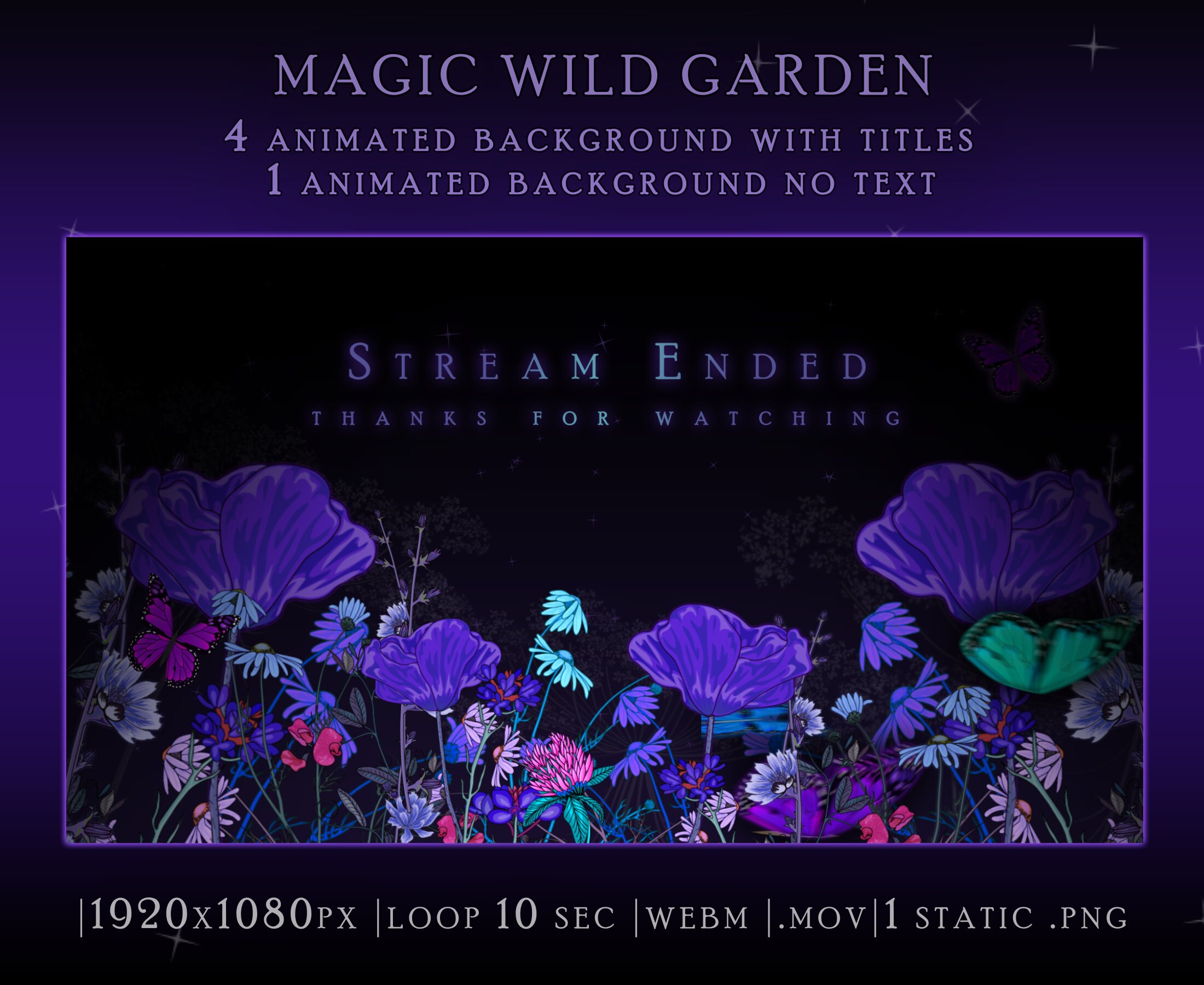 Wild Flowers Animated Stream Screens Package, Twitch Pack, Overlays ...