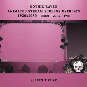 Gothic Pink Animated Stream Screen Overlays, Twitch Pack, Vtuber, Overlays Screens for Streamers ...