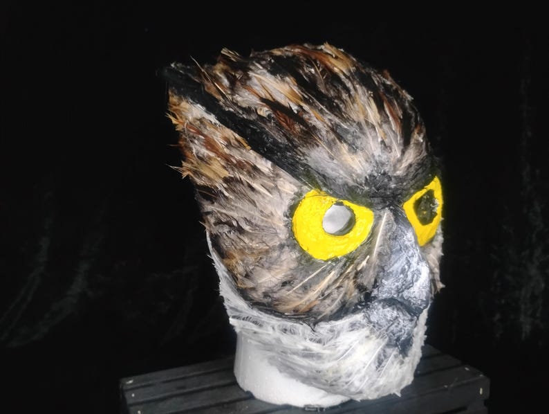 The Horned Owl Mask: Paper Mache Halloween Mask - Etsy
