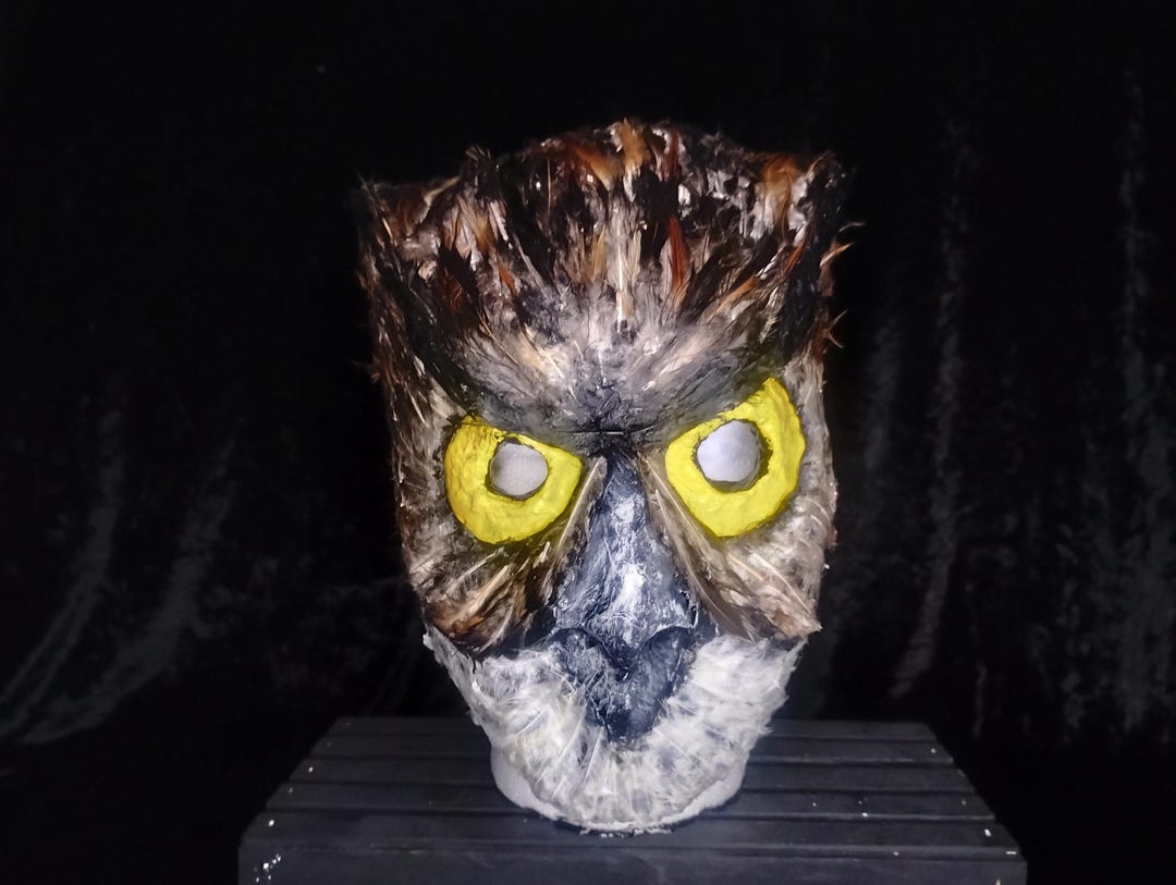 The Horned Owl Mask: Paper Mache Halloween Mask - Etsy