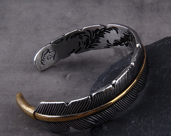 Viking Goth Feather Bracelet Bangle Vintage Cuff Bracelet for Men Two ...