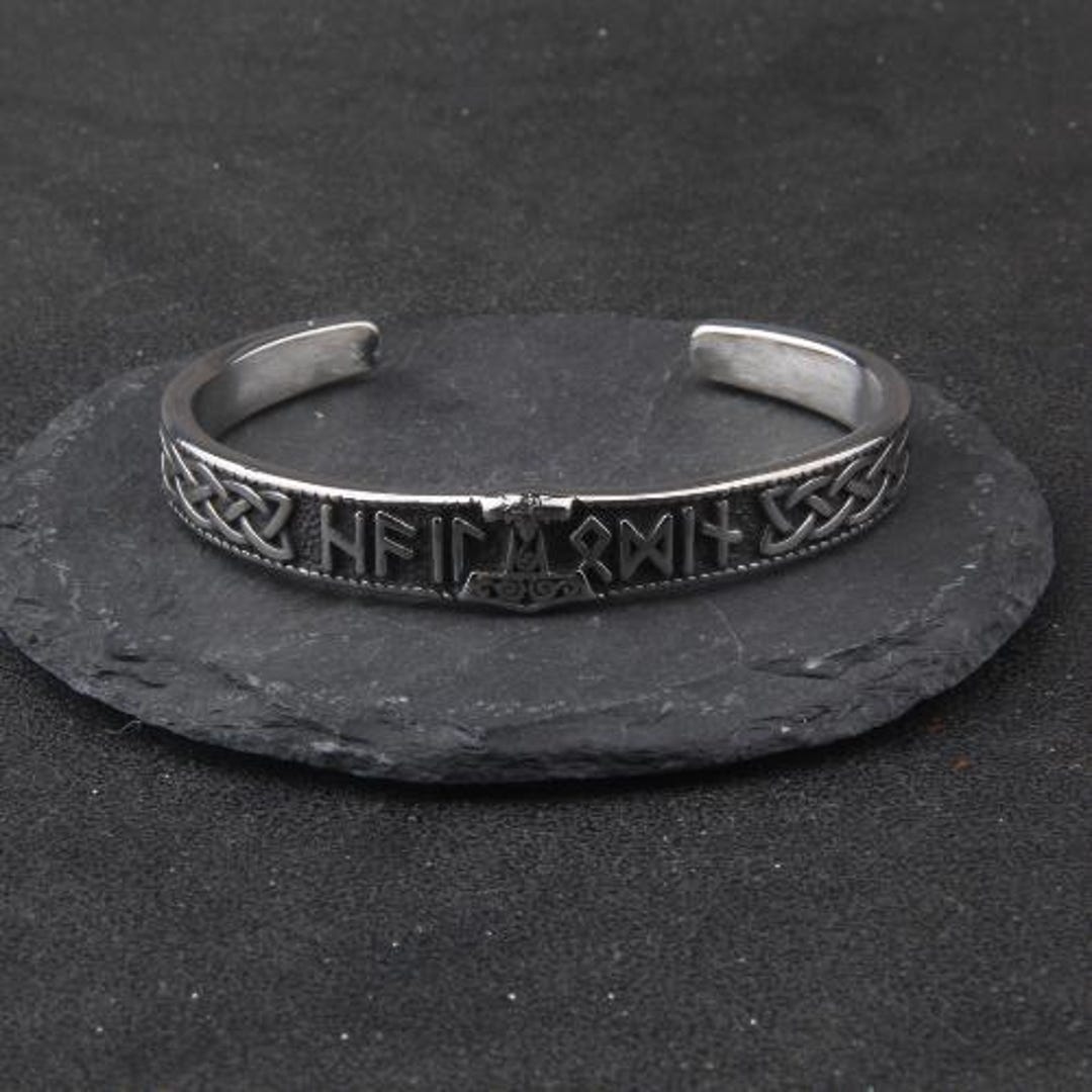 Viking Norse Viking Thor's Hammer Bangle 316L Stainless Steel Norse ...