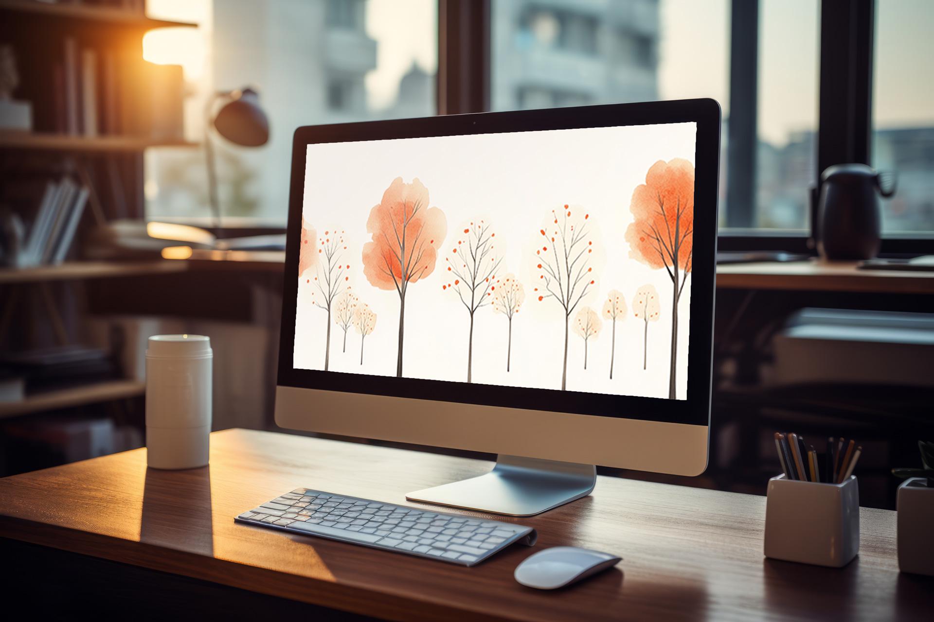 Neutral Fall Aesthetic Desktop Wallpaper | Ultrawide & 4K Digital ...