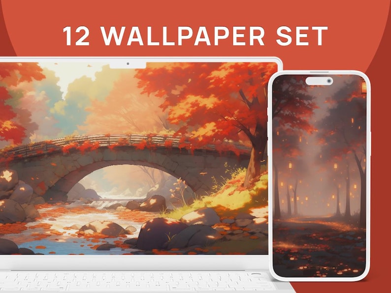 Anime Fall Landscape Wallpaper Set – Whimsical Autumn Studio Ghibli ...