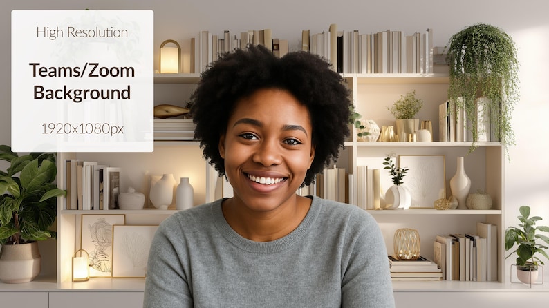 Golden Hour Zoom Background Bookshelves | Neutral Office Backdrop ...