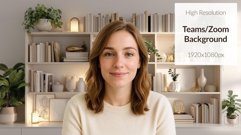 Golden Hour Zoom Background Bookshelves | Neutral Office Backdrop ...