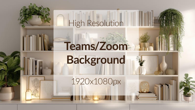 Golden Hour Zoom Background Bookshelves | Neutral Office Backdrop ...