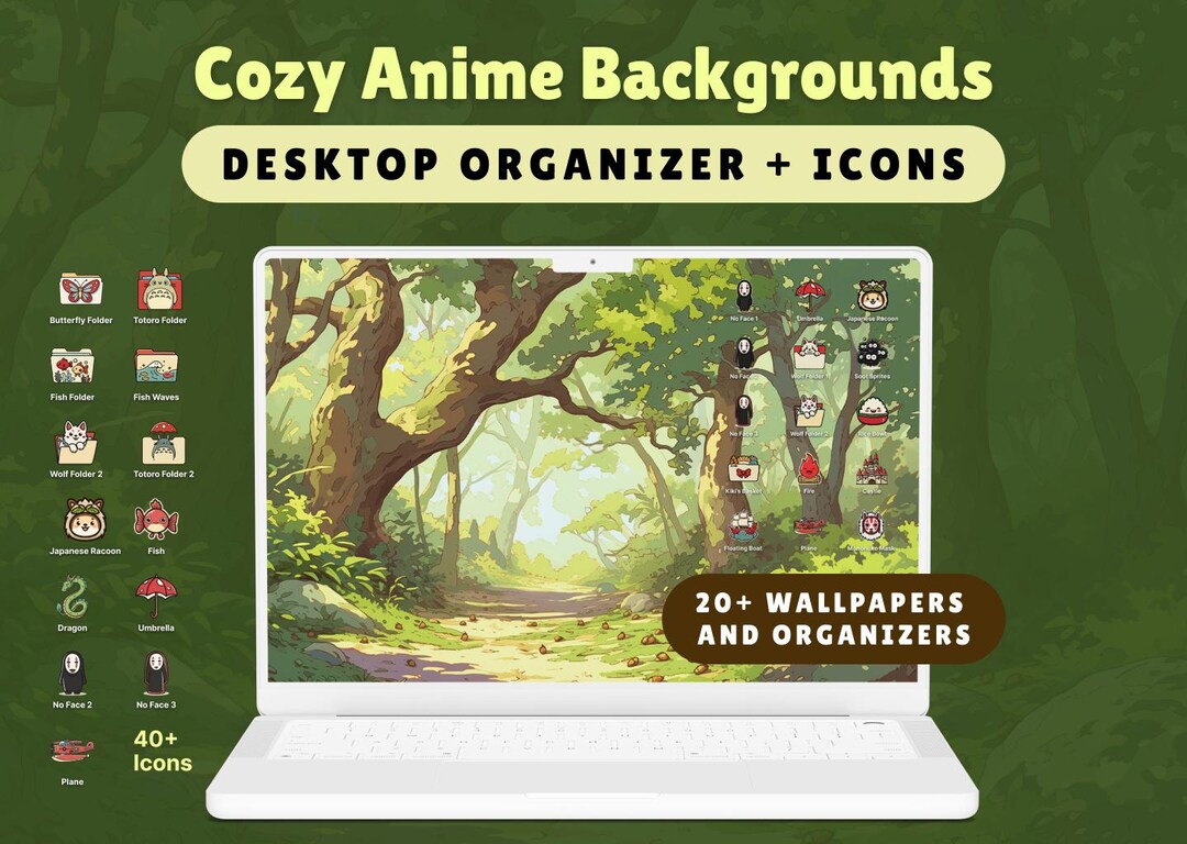 Cozy Anime Desktop Organizer + Icon Pack Studio Ghibli Inspired ...