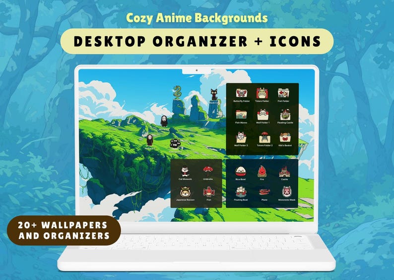 Cozy Anime Desktop Organizer + Icon Pack Studio Ghibli Inspired ...