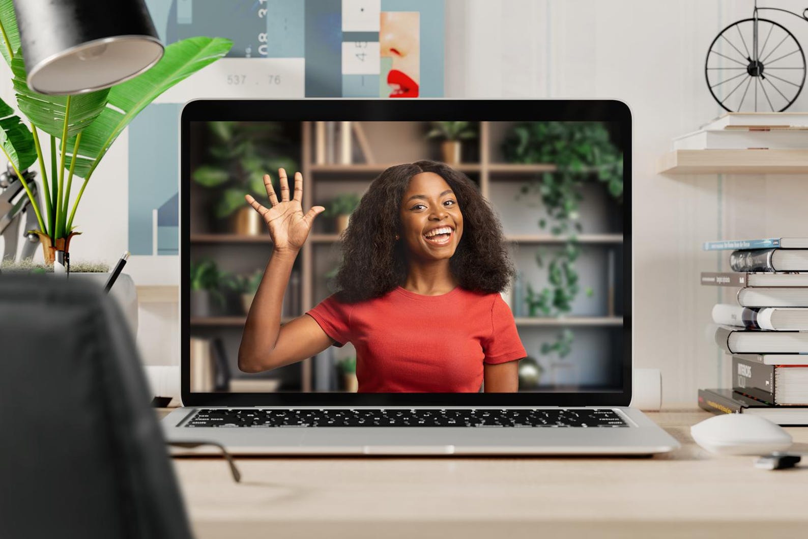 Greenery Shelf Zoom Background | Virtual Plant Shelf Office Background ...