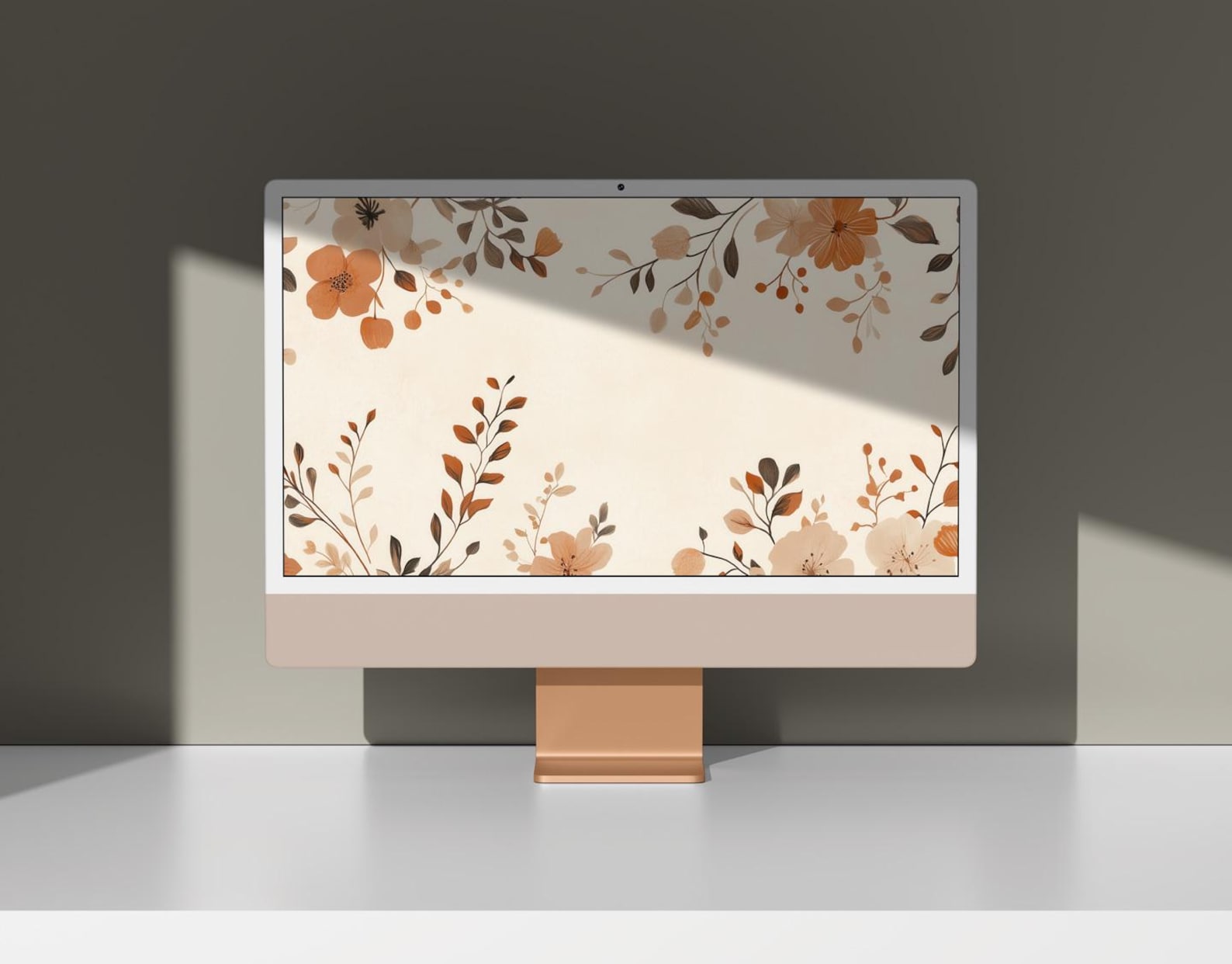 Botanical Floral Desktop Wallpaper - Neutral Daisy & Whimsical Boho ...