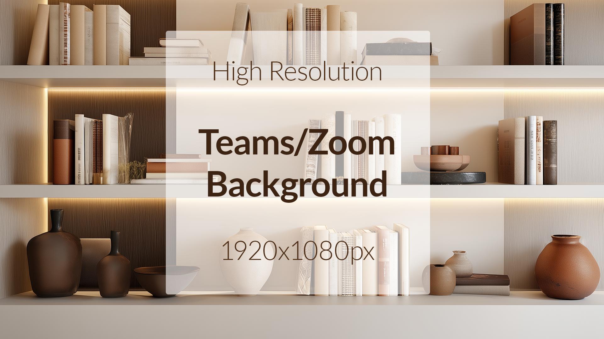 Neutral Bookshelf Zoom Background Terracott, Earthy Minimalist Virtual ...