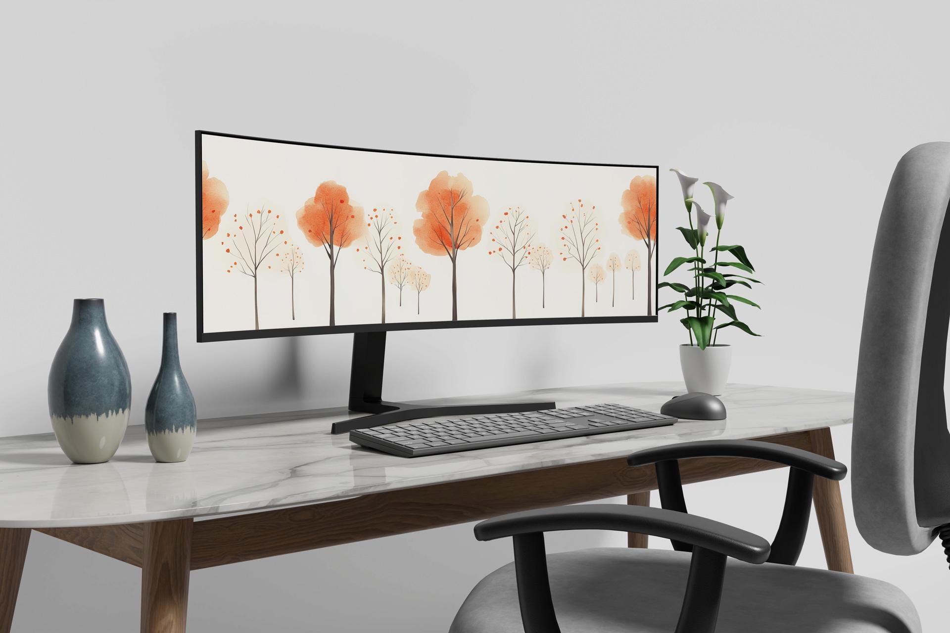 Neutral Fall Aesthetic Desktop Wallpaper | Ultrawide & 4K Digital ...