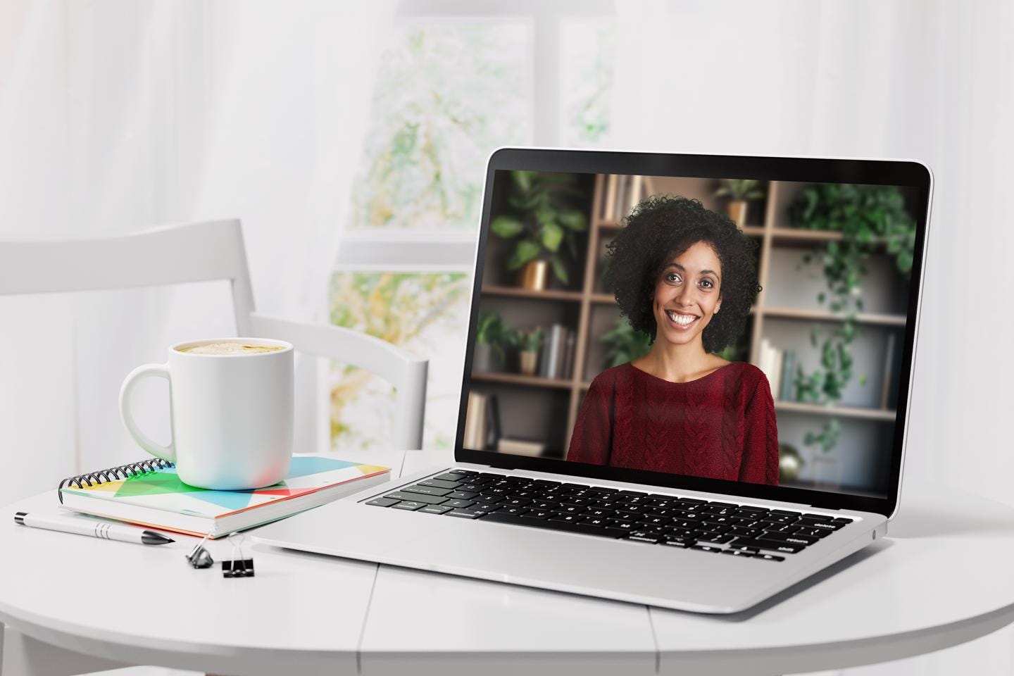 Greenery Shelf Zoom Background | Virtual Plant Shelf Office Background ...