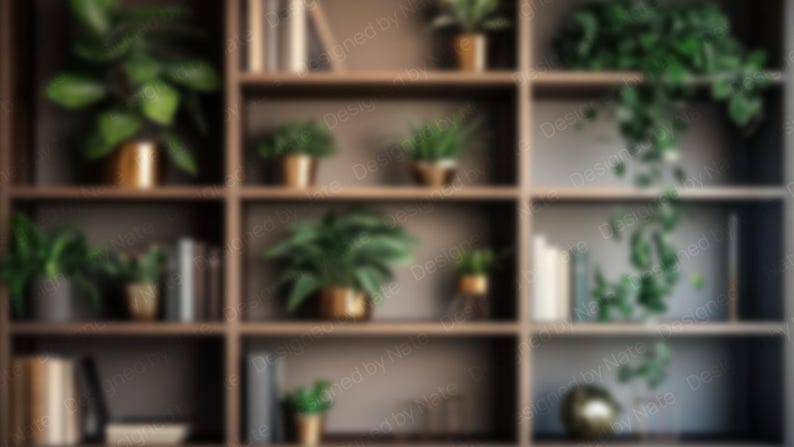 Greenery Shelf Zoom Background | Virtual Plant Shelf Office Background ...