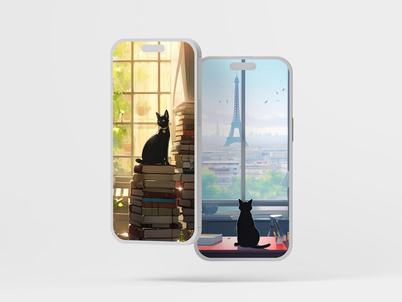 Anime Black Cat Wallpaper Bundle: 20 Adorable Lofi Library Cat ...