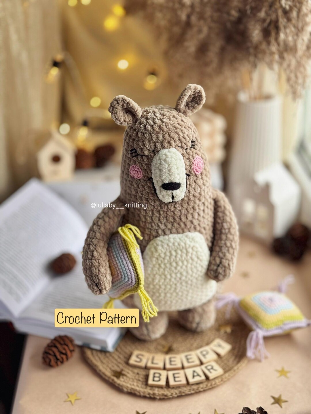 Sleepy Bear Crochet Pattern, Bear for Sleep Amigurumi, Crochet Bear Pattern, Plushie Bear ...