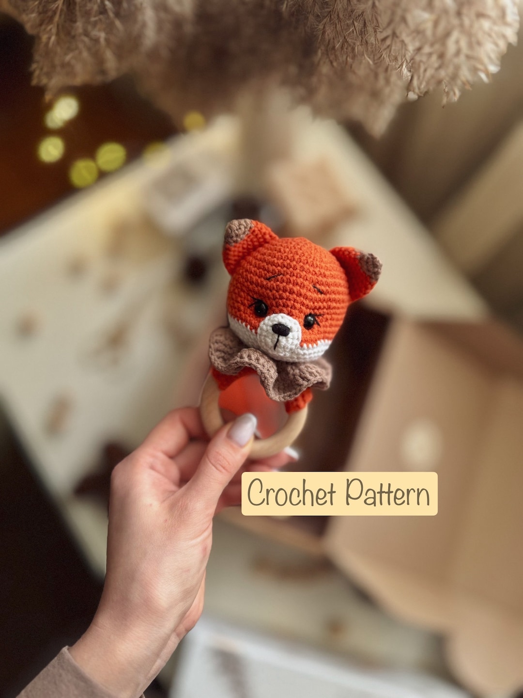 Crochet Pattern Fox Baby Rattle, Fox Rattle, Crochet Fox, Rattle ...