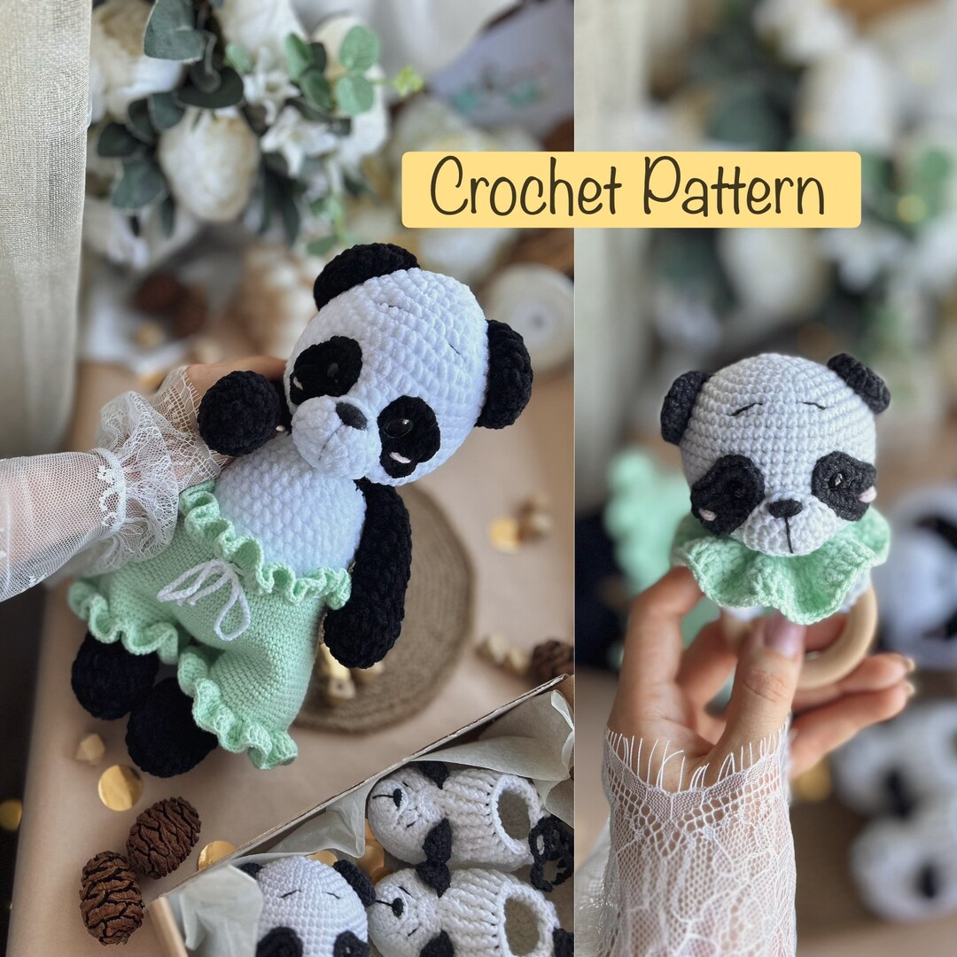 Crochet Pattern 2in1, Crochet Panda Toy, Crochet Baby Rattle, Crochet ...