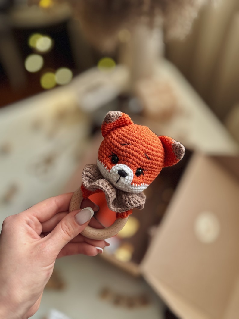 Crochet Pattern Fox Baby Rattle, Fox Rattle, Crochet Fox, Rattle ...