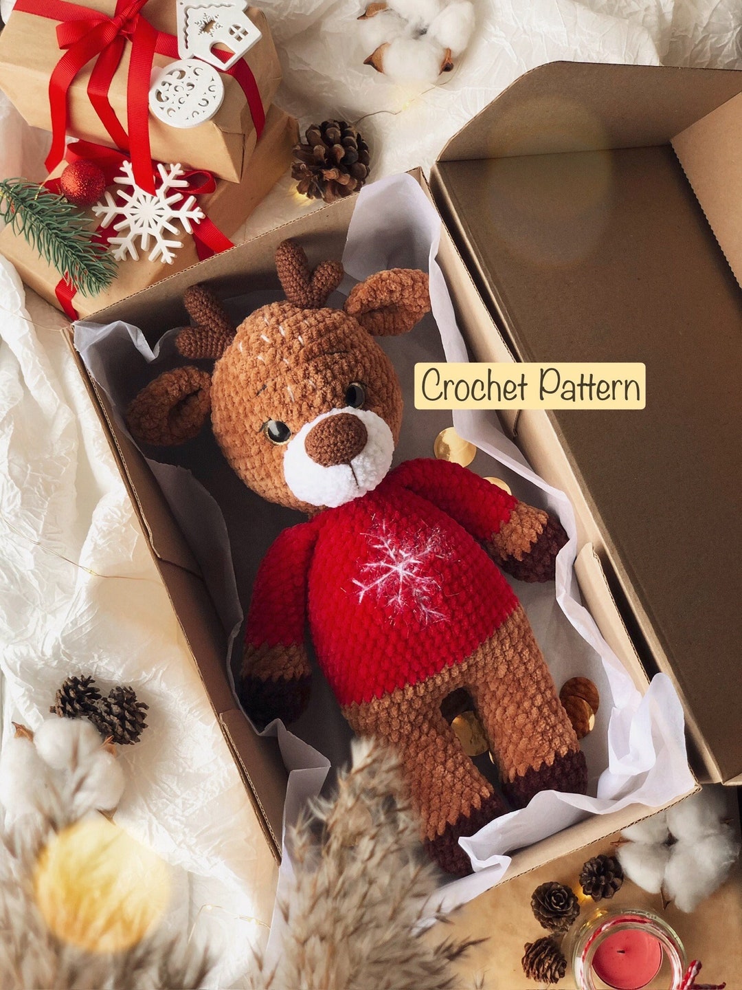 Christmas Reindeer Crochet Pattern, Amigurumi Reindeer Tutorial ...