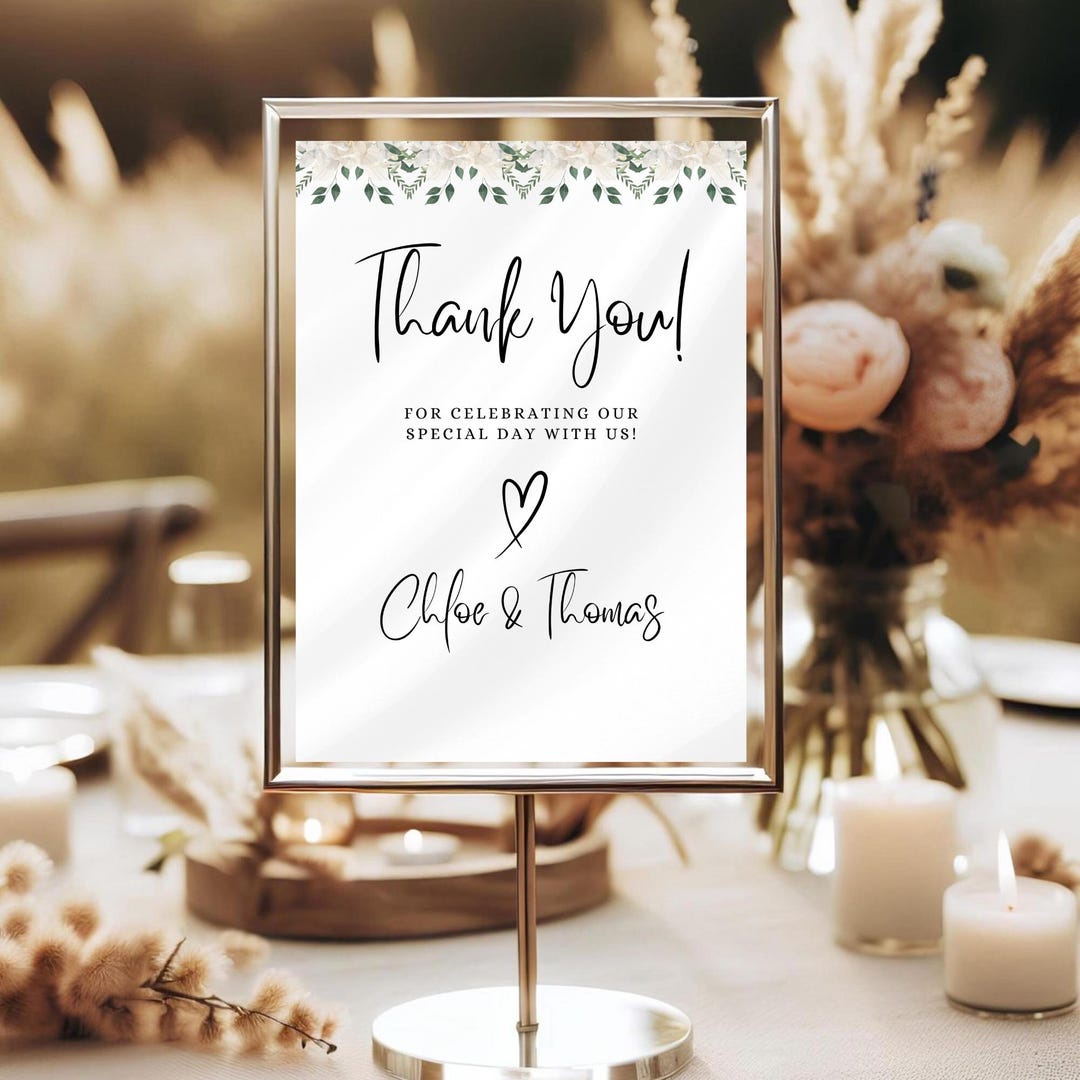 Editable Wedding Thank You Sign Template in Canva, Minimalist Reception ...