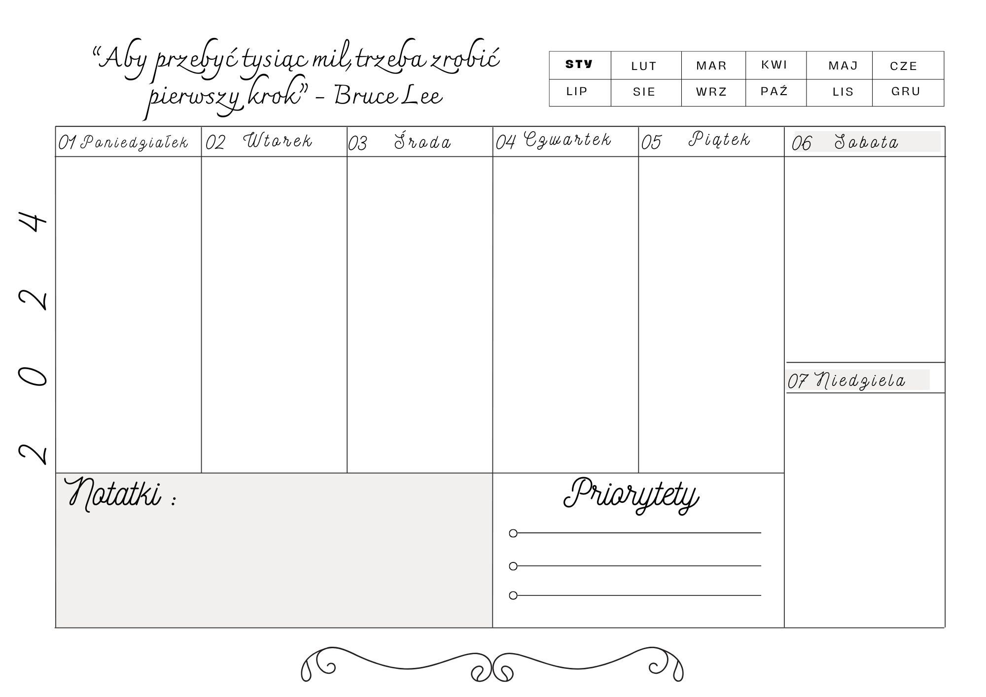 Kalendarz Planer Tygodniowy Z Cytatami, Do Druku A4 53 Tygodnie - Etsy