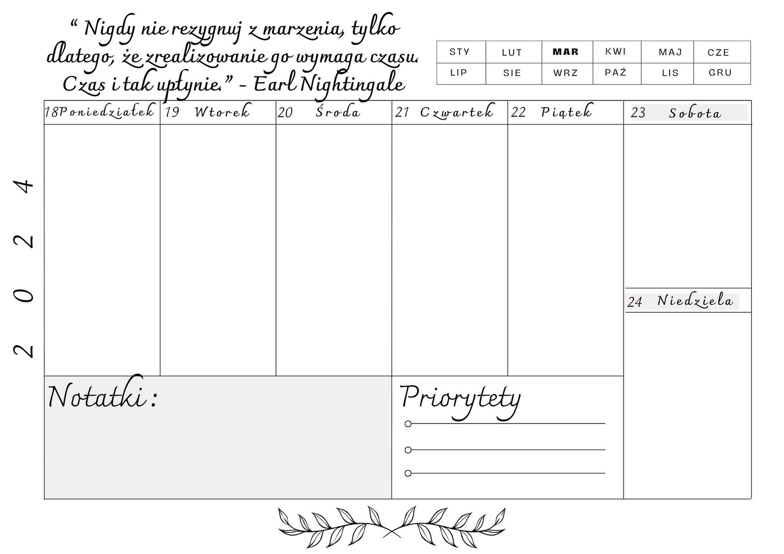 Kalendarz Planer Tygodniowy Z Cytatami, Do Druku A4 53 Tygodnie - Etsy