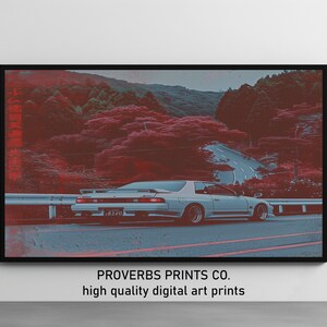 JDM Poster, Retro JDM Car Photography on Moody Mountain Road, Perfect ...
