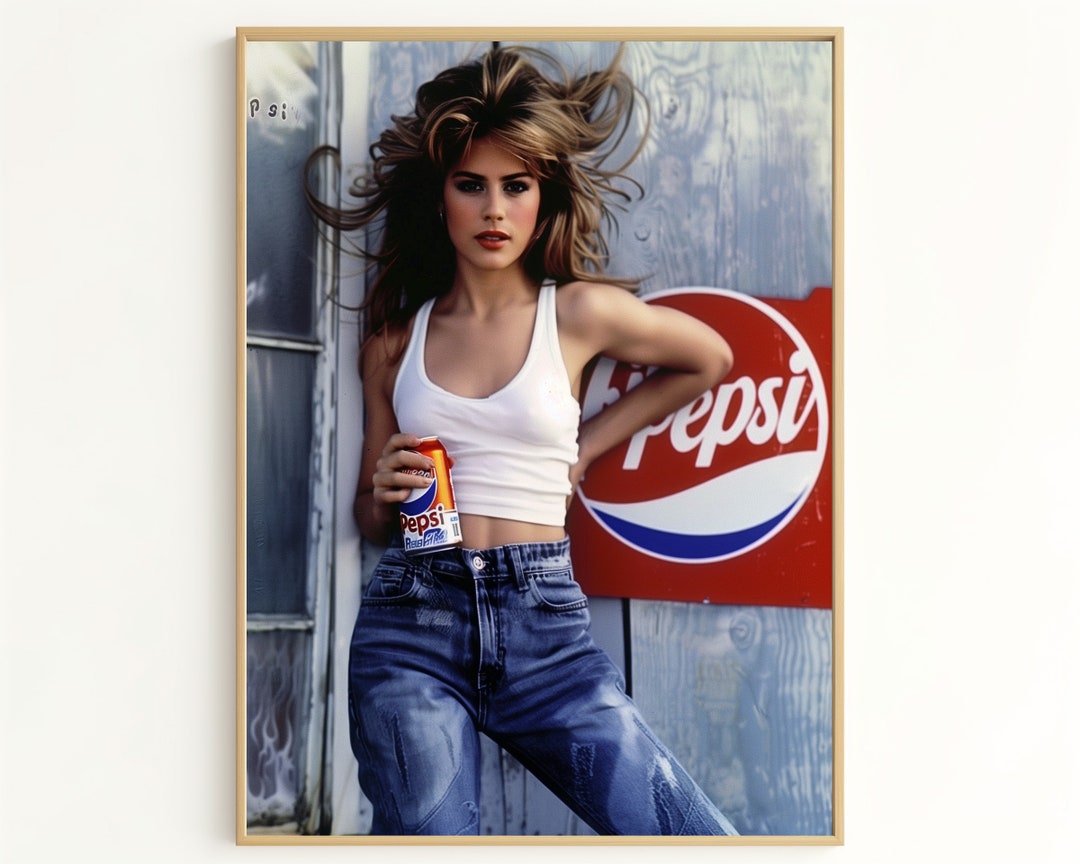 90's Vintage Fashion Art Print, Retro Pepsi Girl Denim Poster for ...