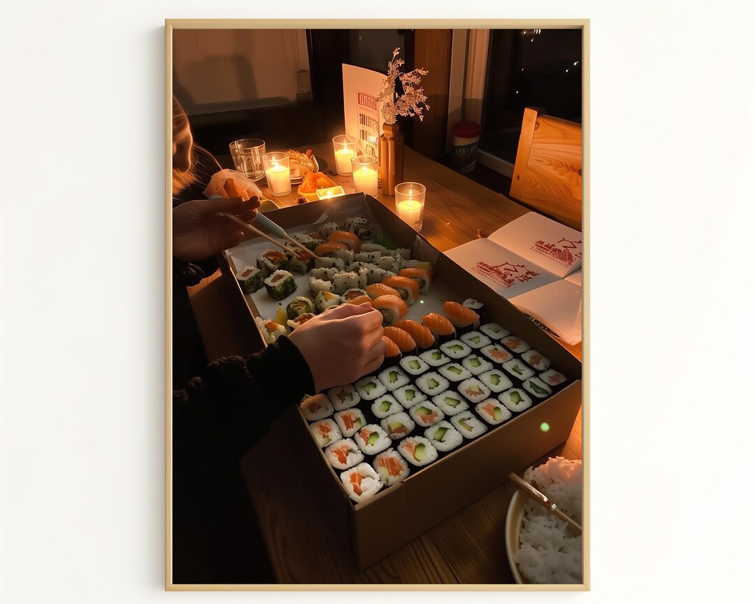 Cozy Date Night: Sushi Night Art Print – Perfect for Romantic Evenings ...