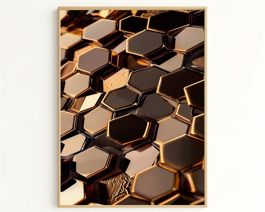Gold Hexagon Tiles - Elegant Black and Gold Decorative Tiles for Modern ...