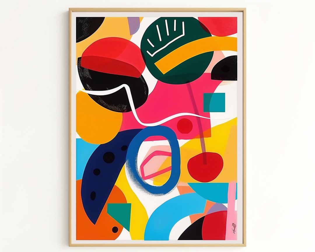 Vibrant Wall Art, Bold Abstract Shapes Art Print, Colorful Geometric ...