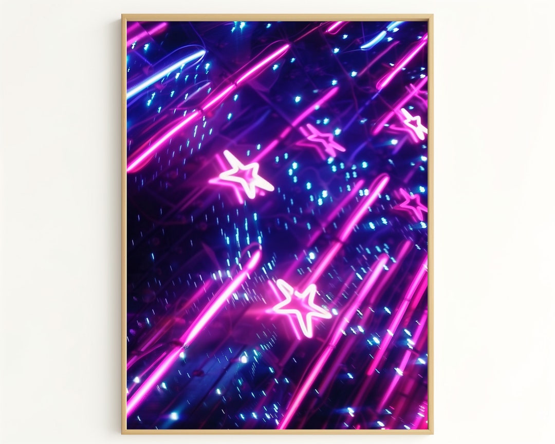 Stary Night Art Print – Dreamy Cosmic Neon Stars for Your Home Decor ...