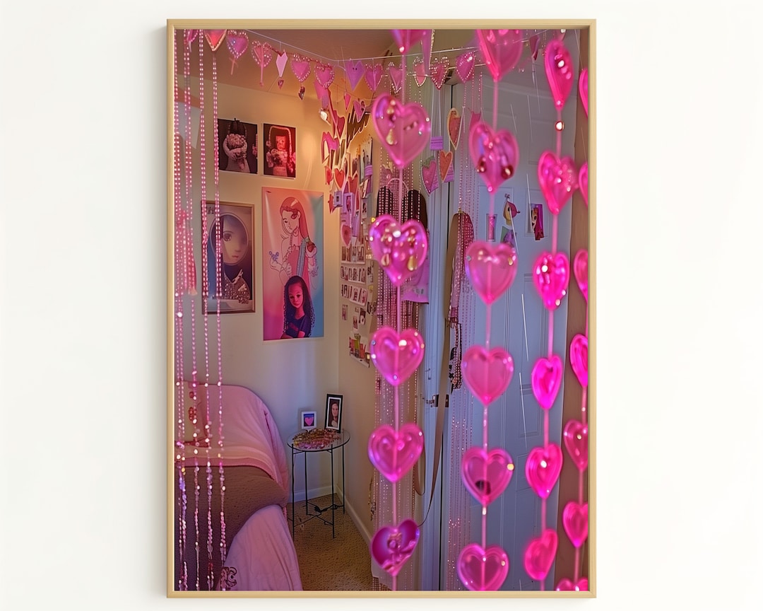 Kawaii Home Decor, Cute Pink Heart Room Decor Art Print, Adorable ...