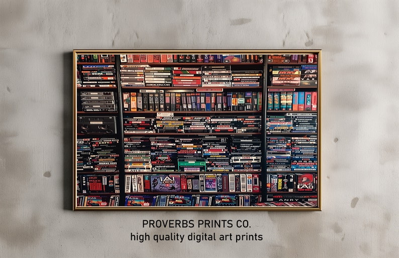 Vintage Film Art - Nostalgic VHS Tape Collection Wall Decor, Retro ...
