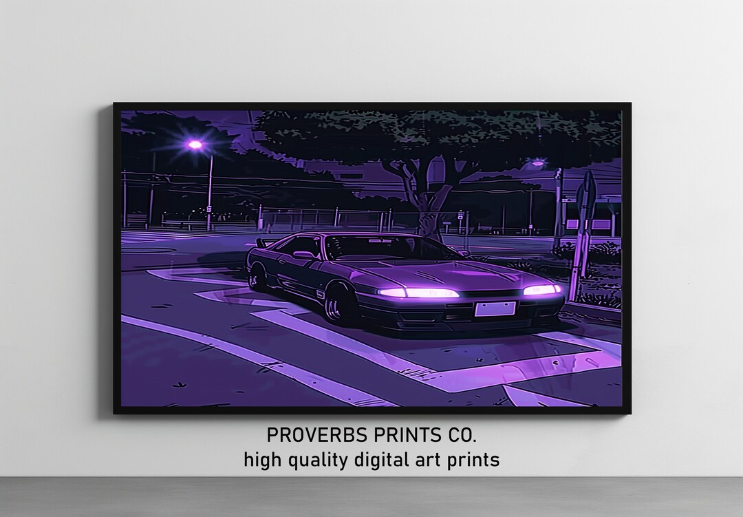 Twilight Glow Decor – Purple Twilight Car Under Neon Lights, Stylish ...