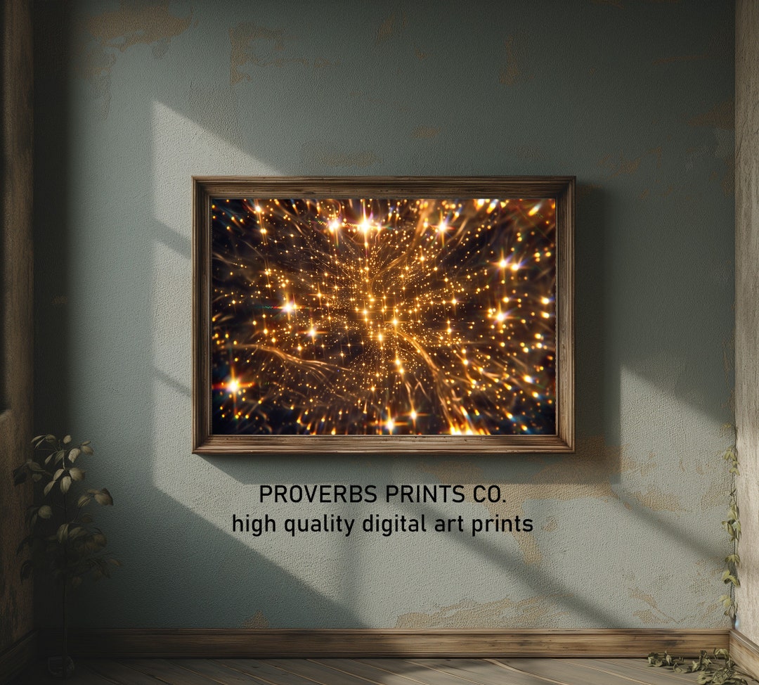 Golden Abstract Art Print - Radiant Light Burst Photography for ...