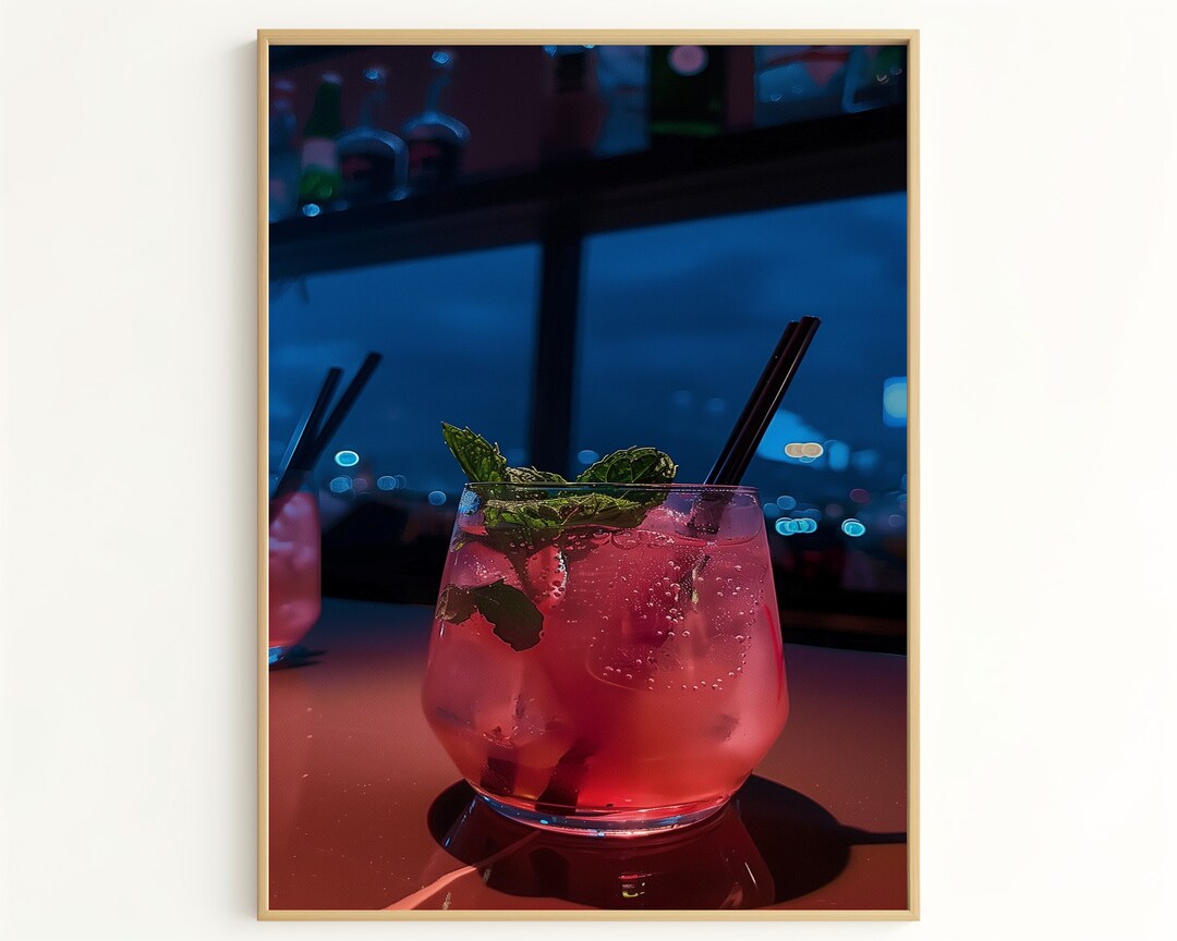 Fancy Cocktail Glass Elegant Nighttime Glass With Mint Garnish, Perfect ...