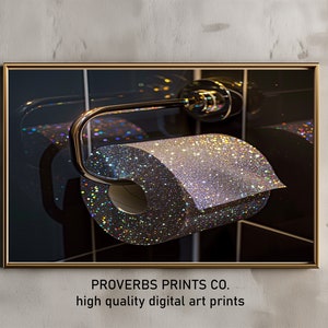 Luxury Toilet Paper Roll, Elegant Sparkling Bathroom Art Print for ...