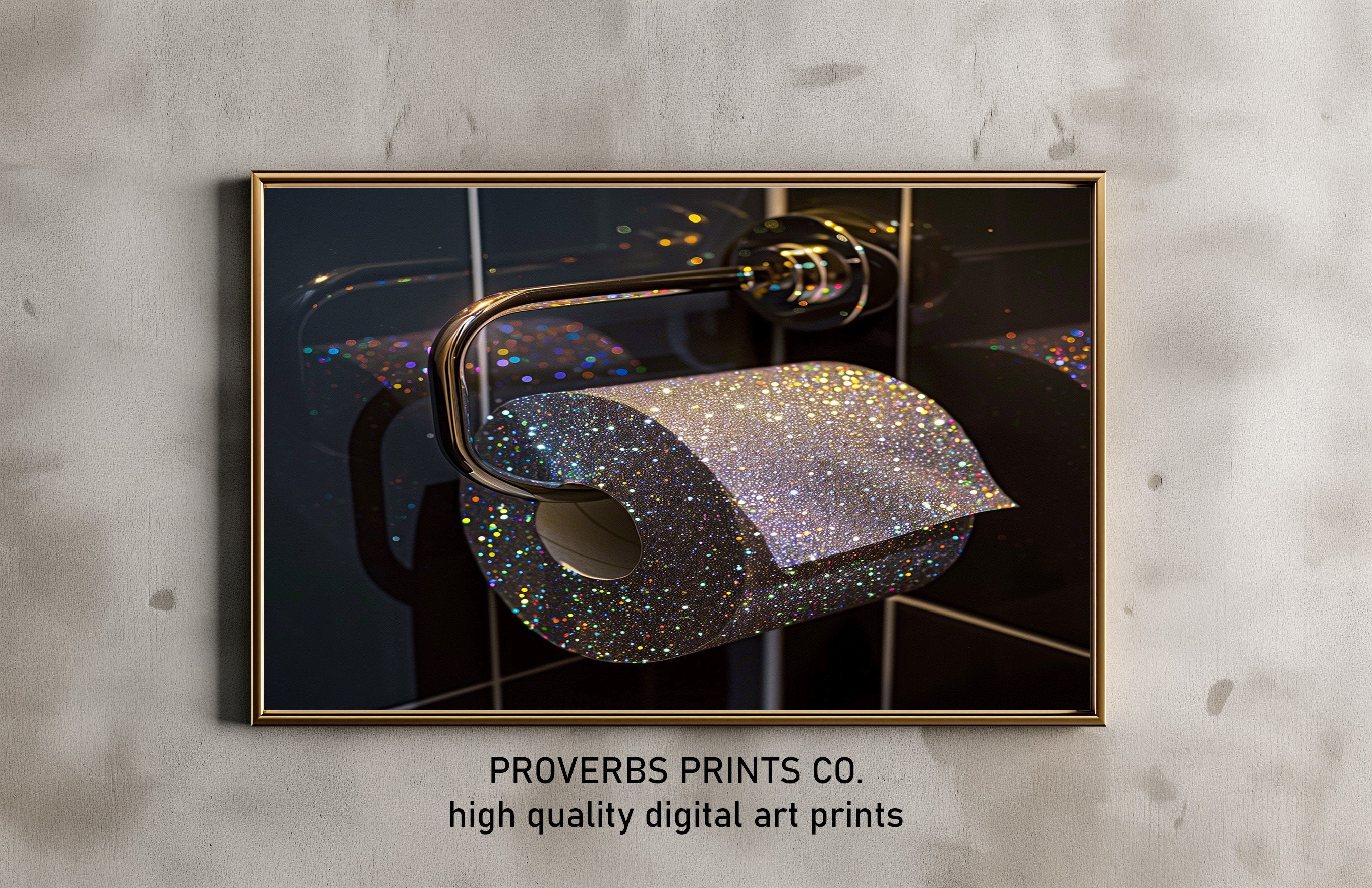 Luxury Toilet Paper Roll, Elegant Sparkling Bathroom Art Print for ...