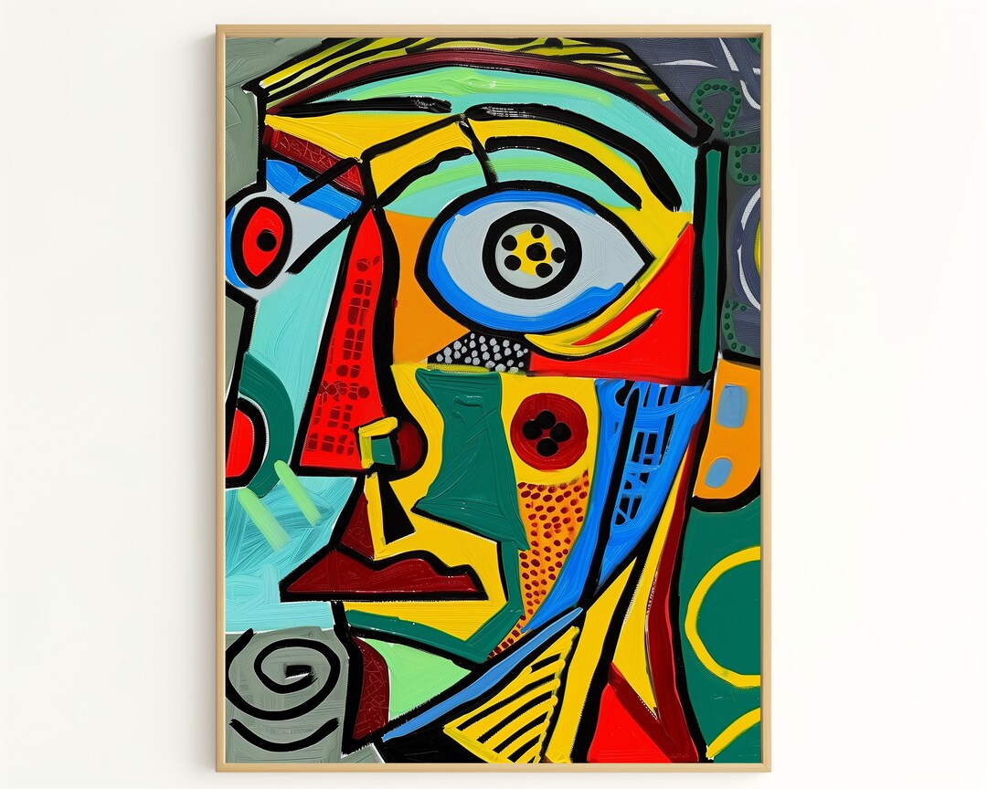Cubist Face Art - Bold Cubist Portrait Print With Geometric Faces and ...