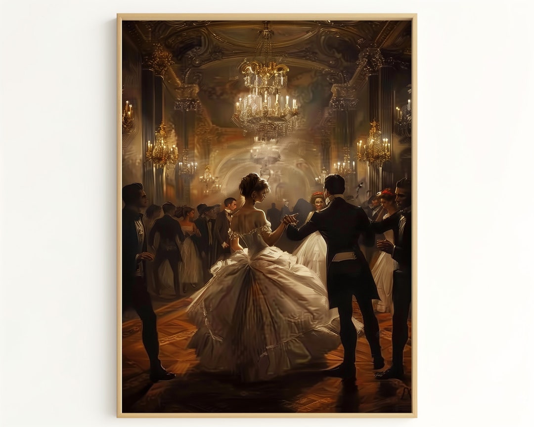 Victorian Era Decor Print, Elegant Ballroom Dance Scene With ...