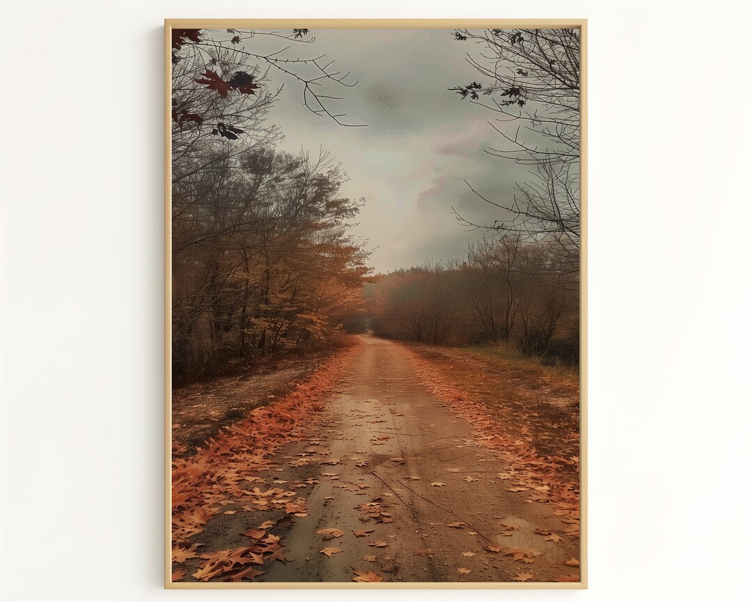 Rustic Charm Decor, Autumn Pathway With Fallen Leaves Photography Print ...