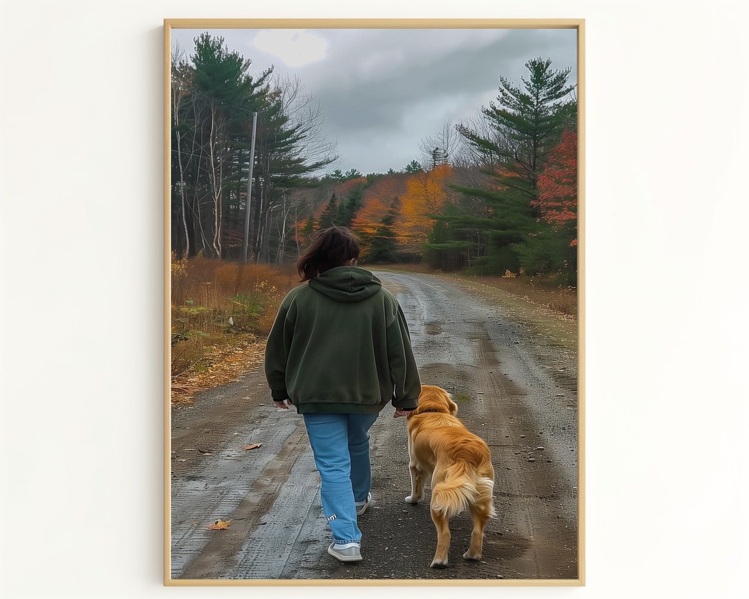 Fall Scenery: Autumn Walk With Dog Nature Photography Print for Home ...