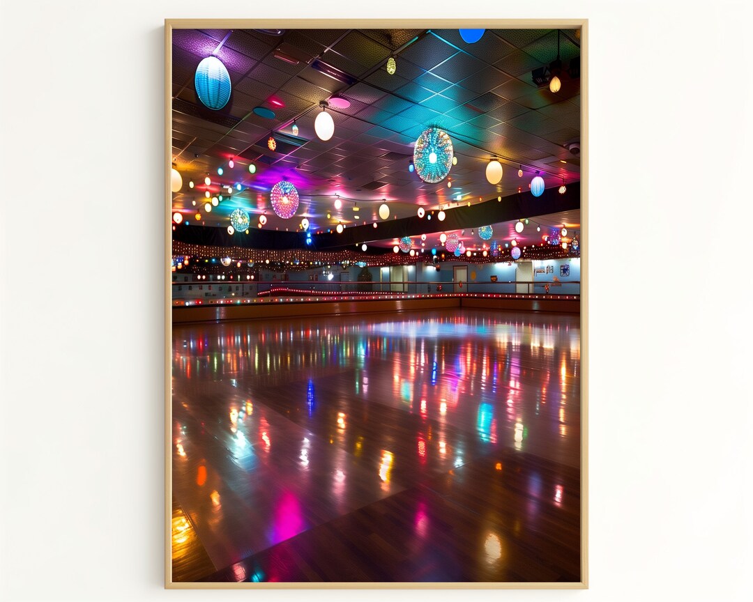 Vintage Roller Skates - Neon Roller Rink Ambiance Photography Print for ...
